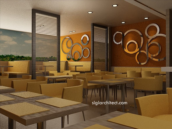 Desain Restoran Berinterior Minimalis Tropis