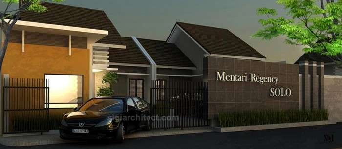 Desain Perumahan Minimalis 1 Lantai & Main Gate Siteplan