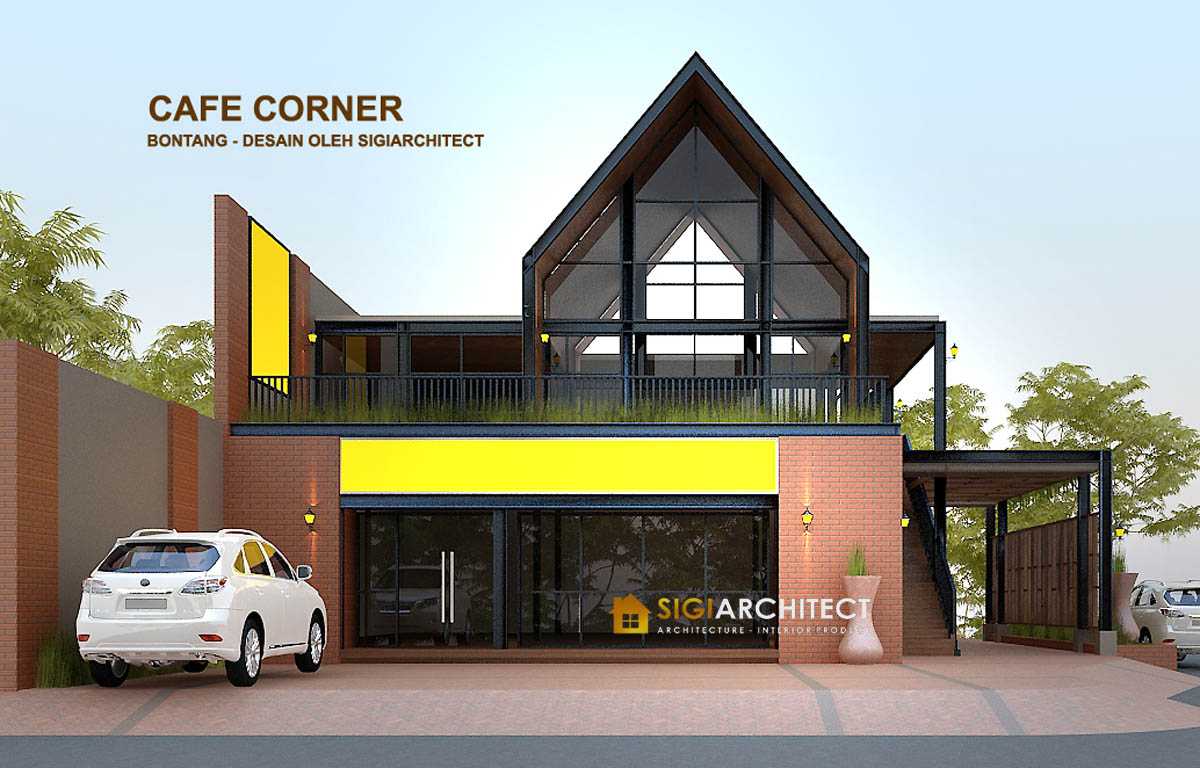 DESAIN CAFE CORNER MODERN MINIMALIS 2 LANTAI HOOK