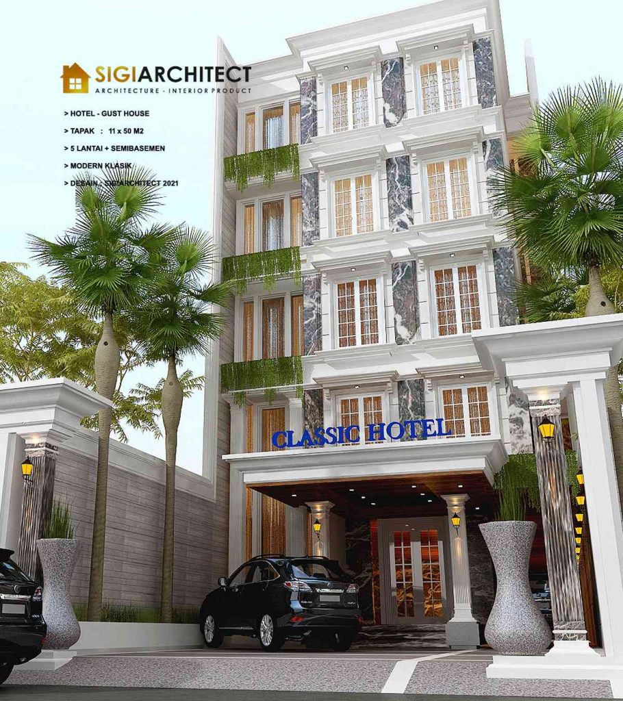 Desain Hotel & Guest House Klasik Modern 4-5 Lantai